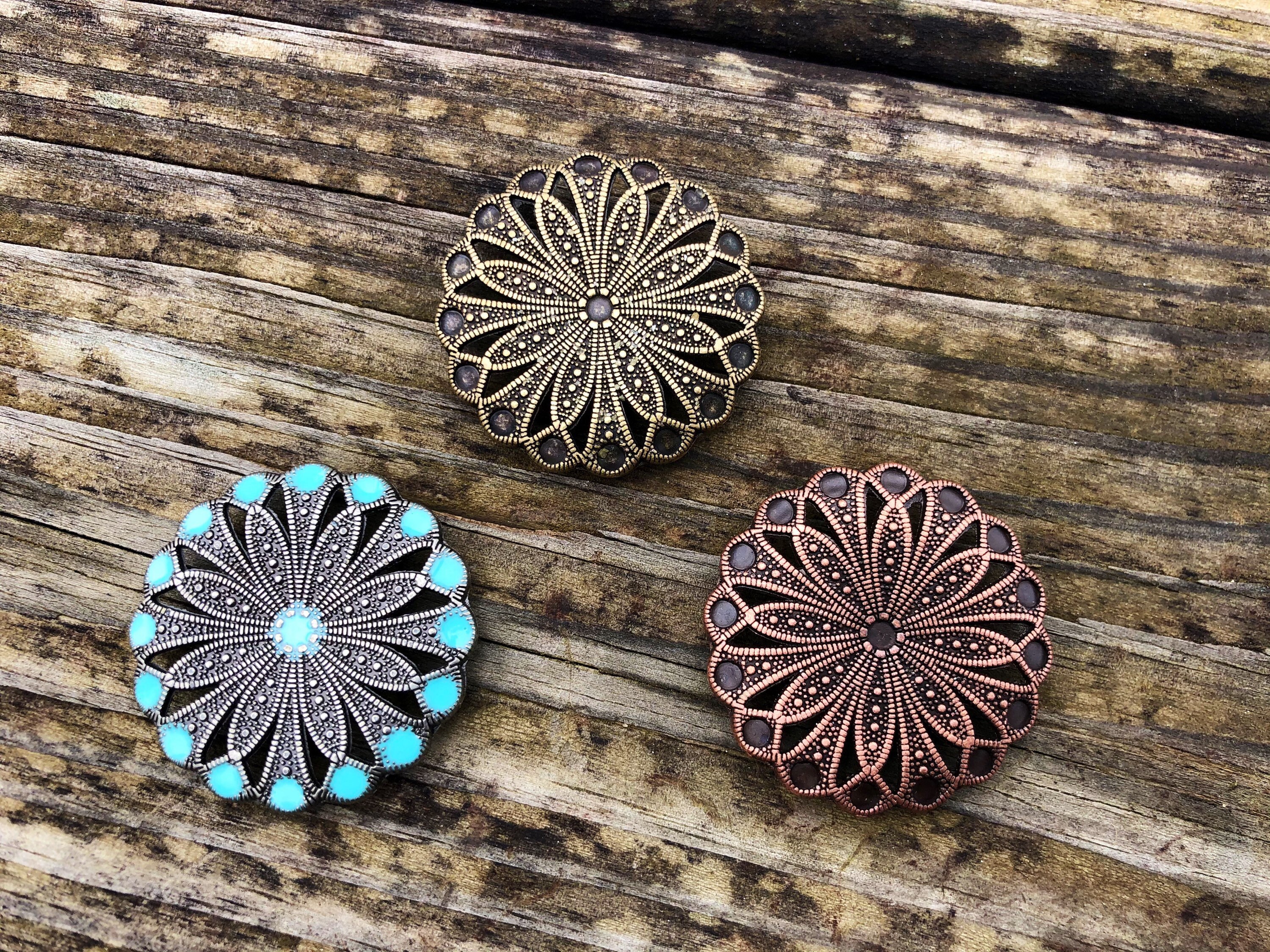 Beautiful Floral Style Conchos for Leather and Wood - Etsy