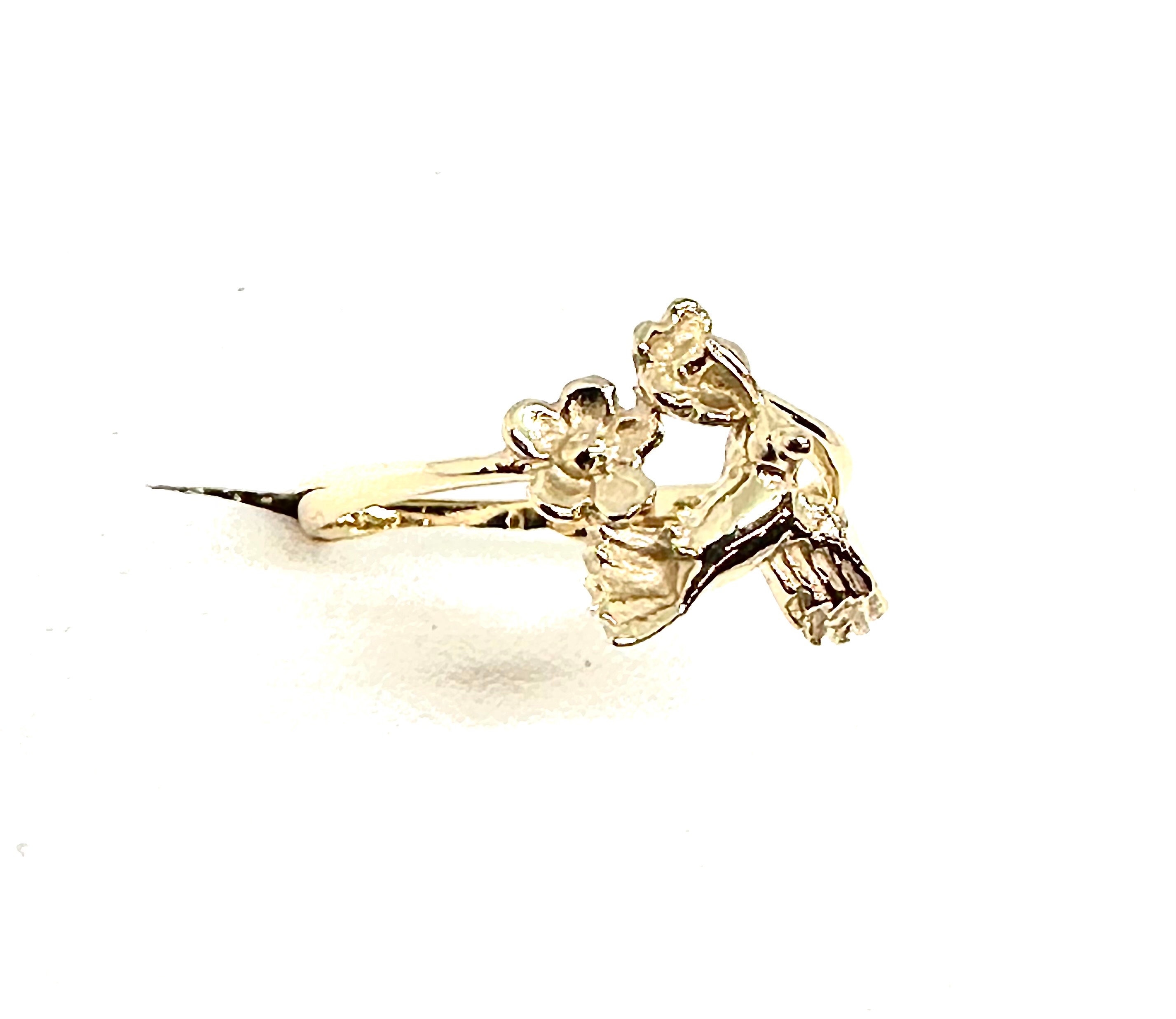 10k Yellow Gold Hummingbird Ring - USA Made - Etsy