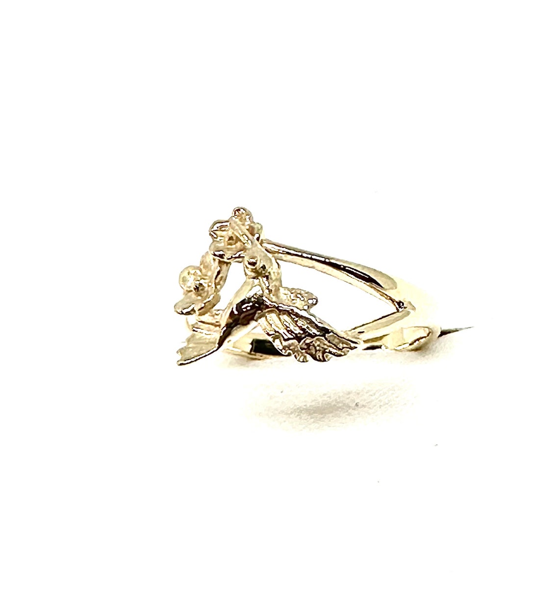 10k Yellow Gold Hummingbird Ring - USA Made - Etsy