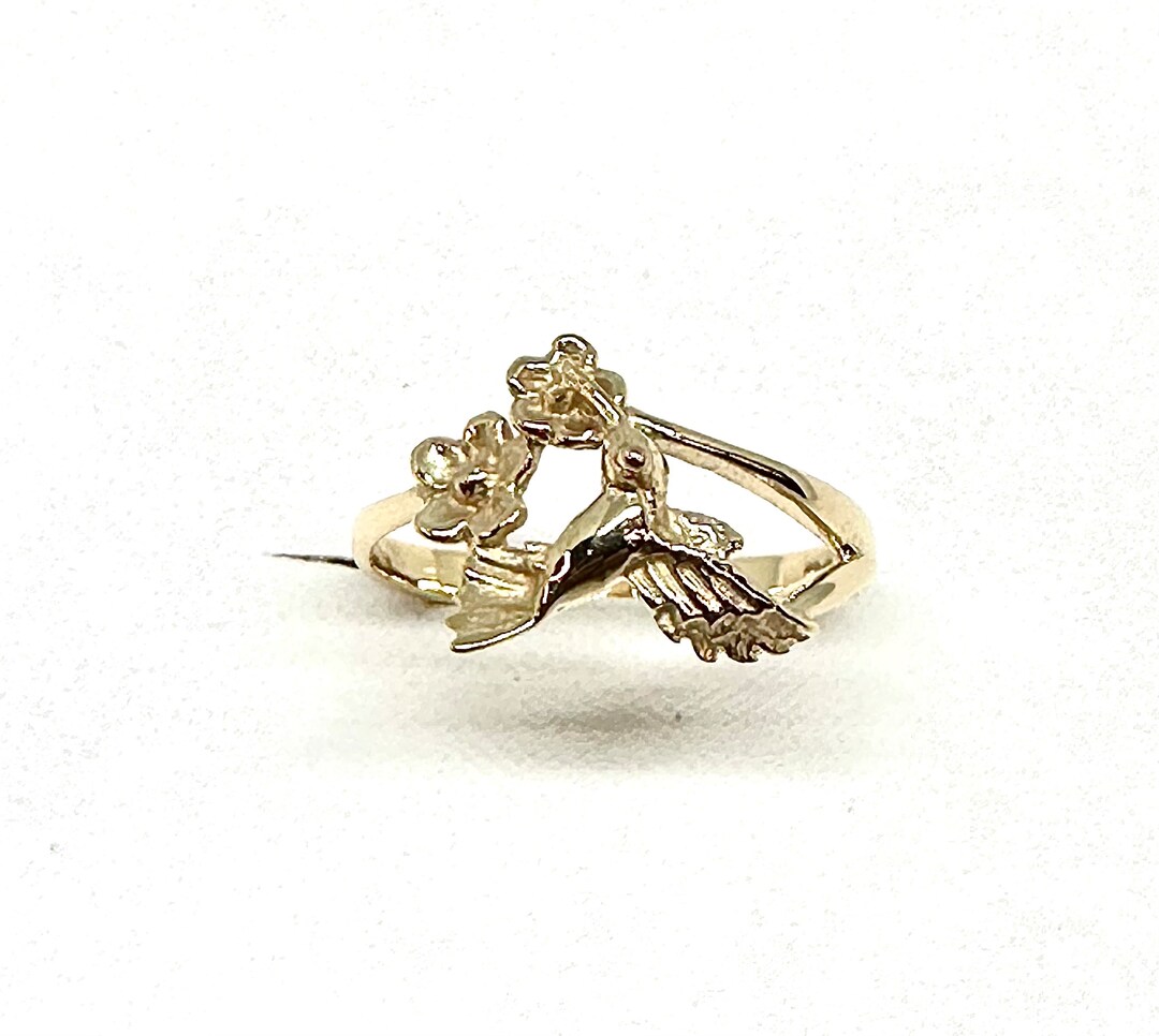 10k Yellow Gold Hummingbird Ring - USA Made - Etsy