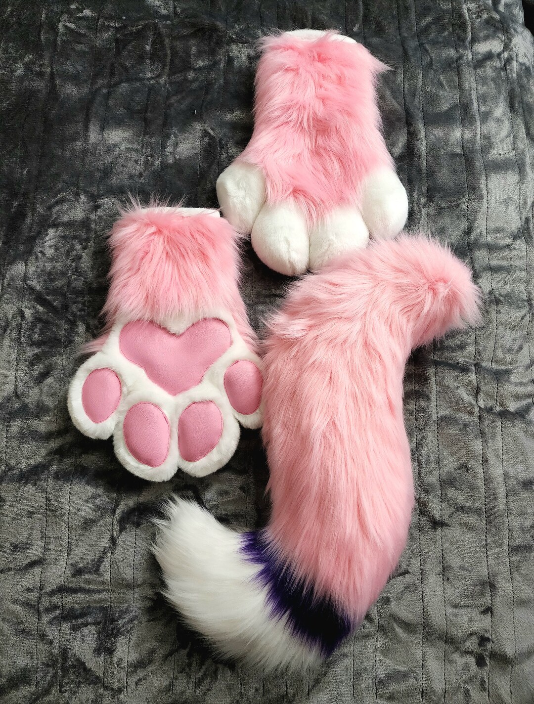 Pink Fox Fursuit Handpaws and Tail Set - Etsy