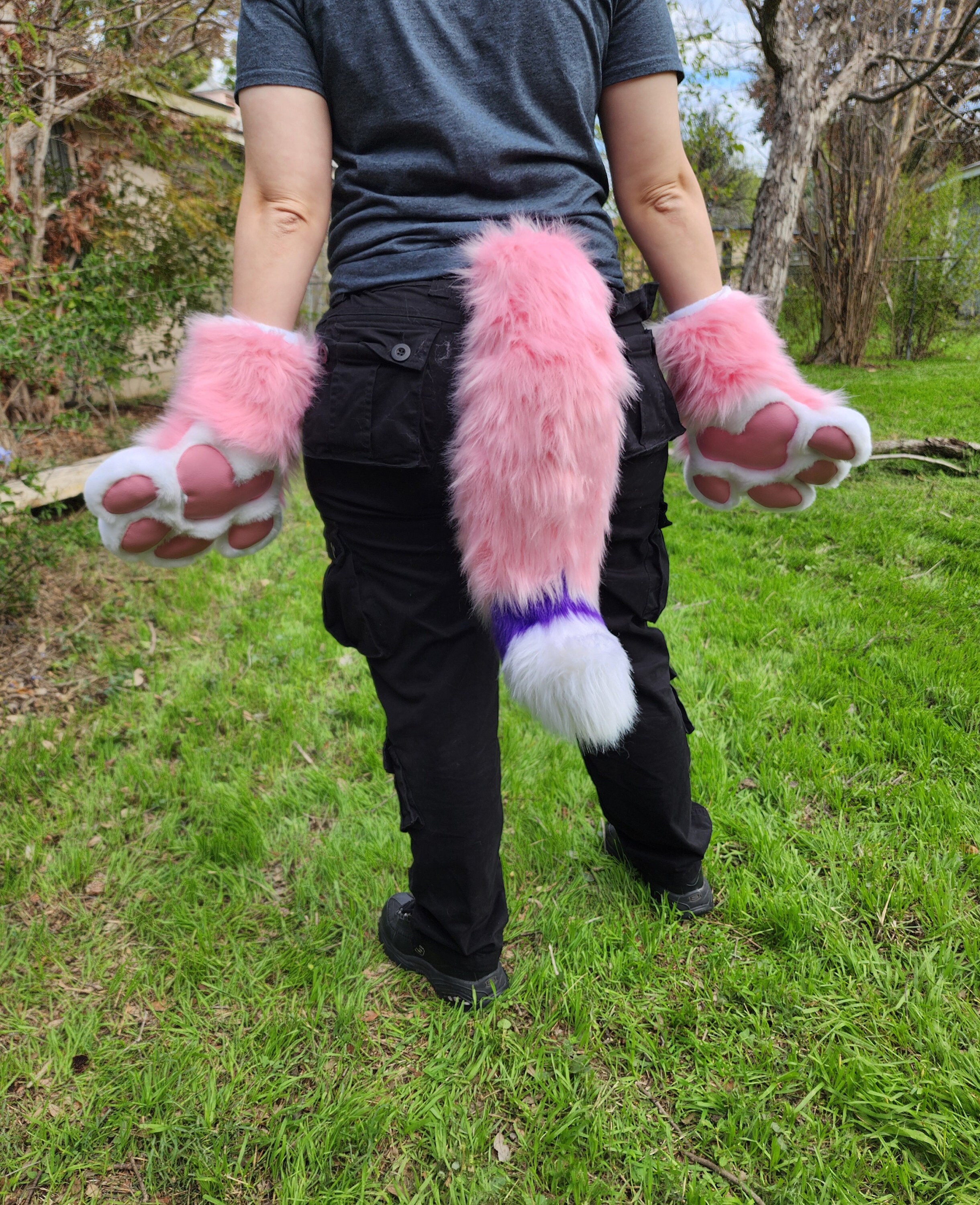 Pink Fox Fursuit Handpaws and Tail Set - Etsy