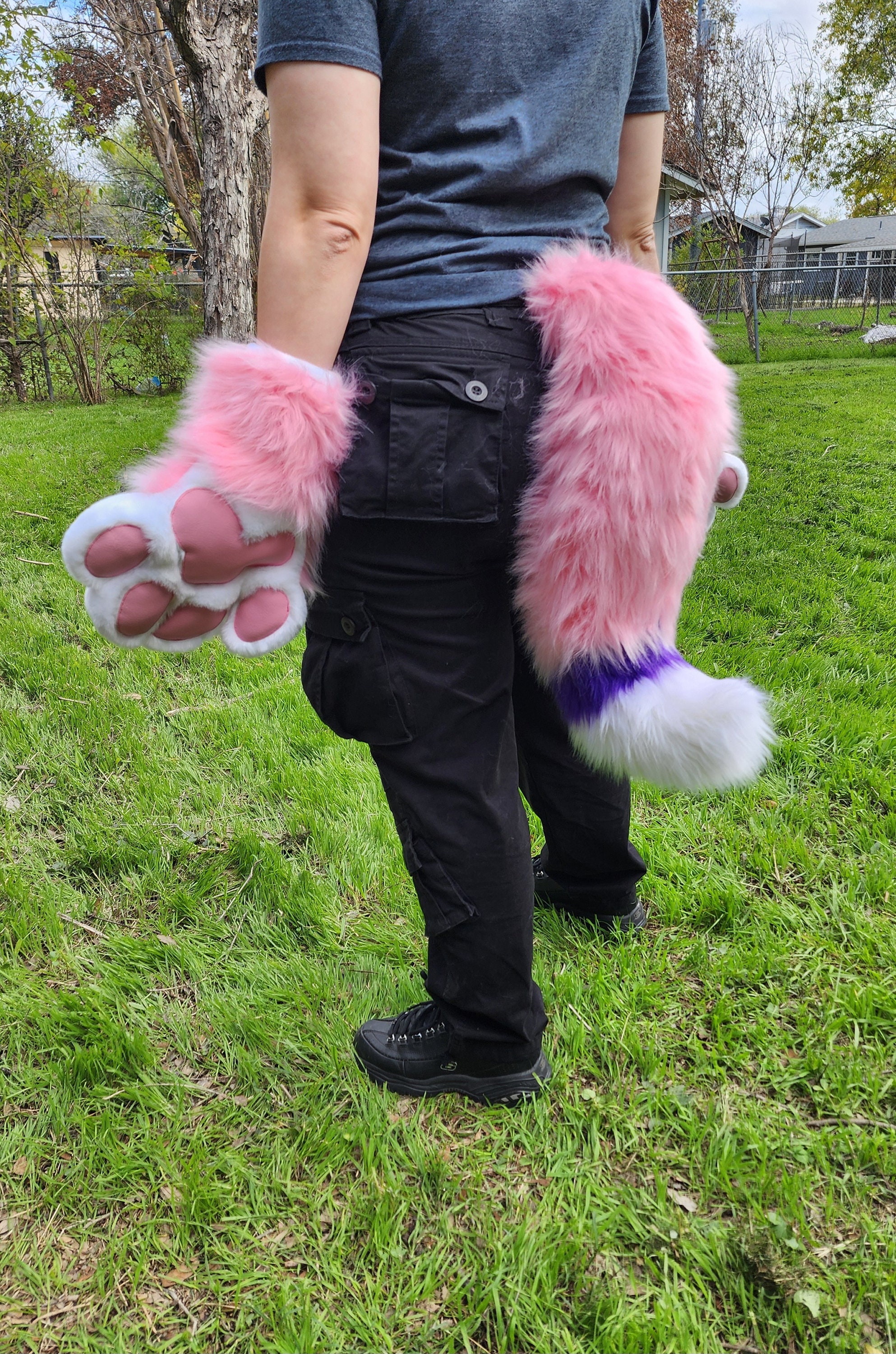 Pink Fox Fursuit Handpaws and Tail Set - Etsy