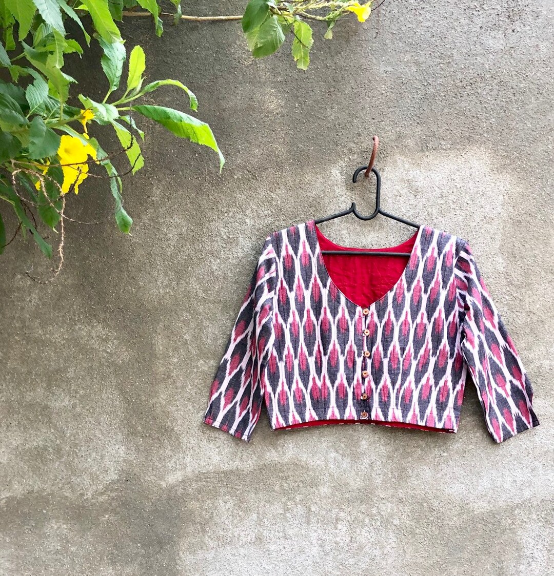 Buy Readymade Blouse Ikat Blouse Red Choli Saree Blouse Readymade Choli ...