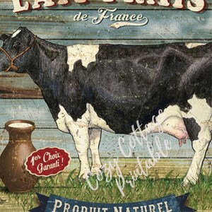Fresh Milk Cow Farmhouse Sign Printable/ Lait Frais French Country Sign ...