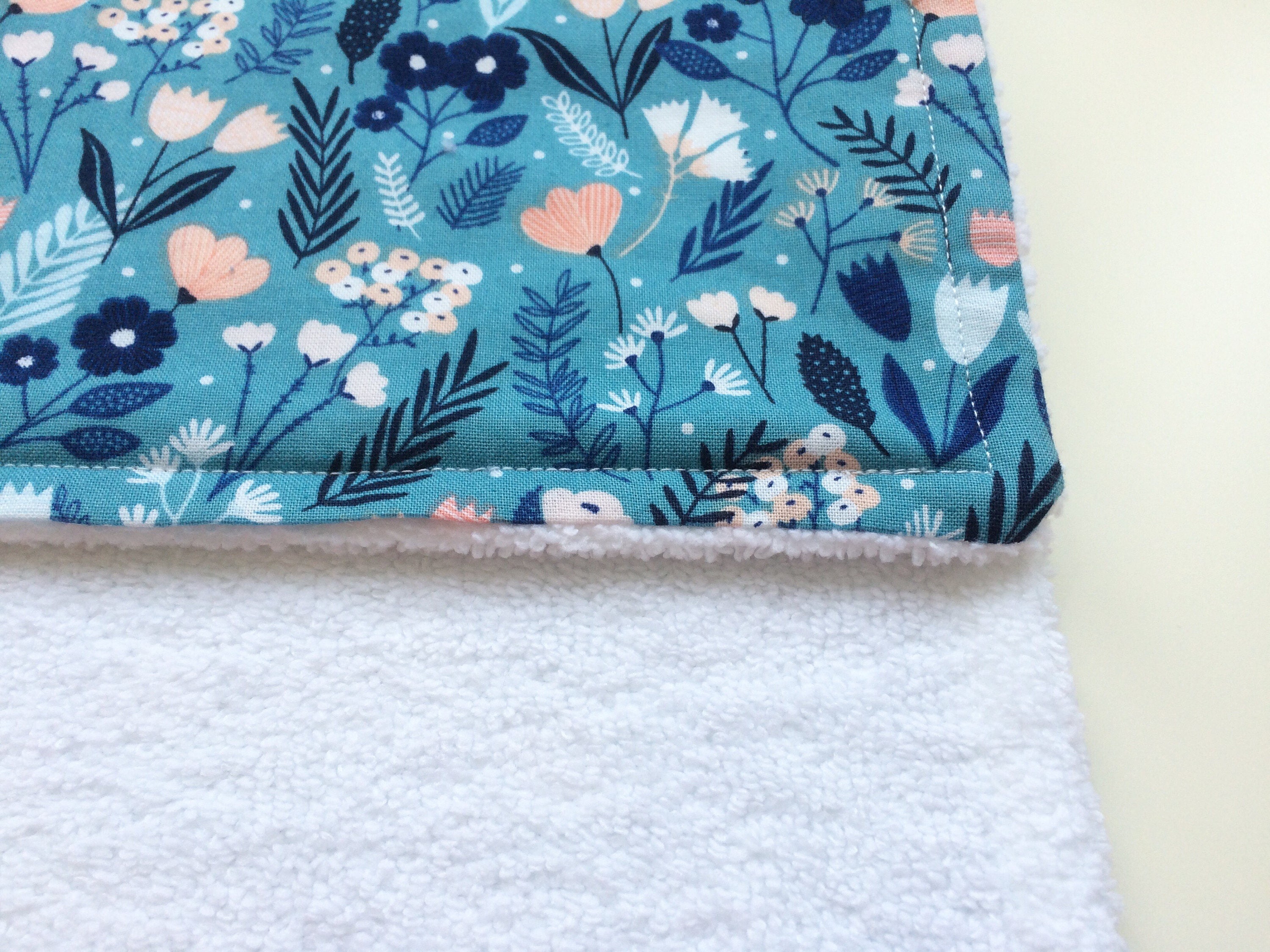 Blue Floral Burp Cloth, Baby Shower Gift, Spit up Rag, Flowers Burpie ...