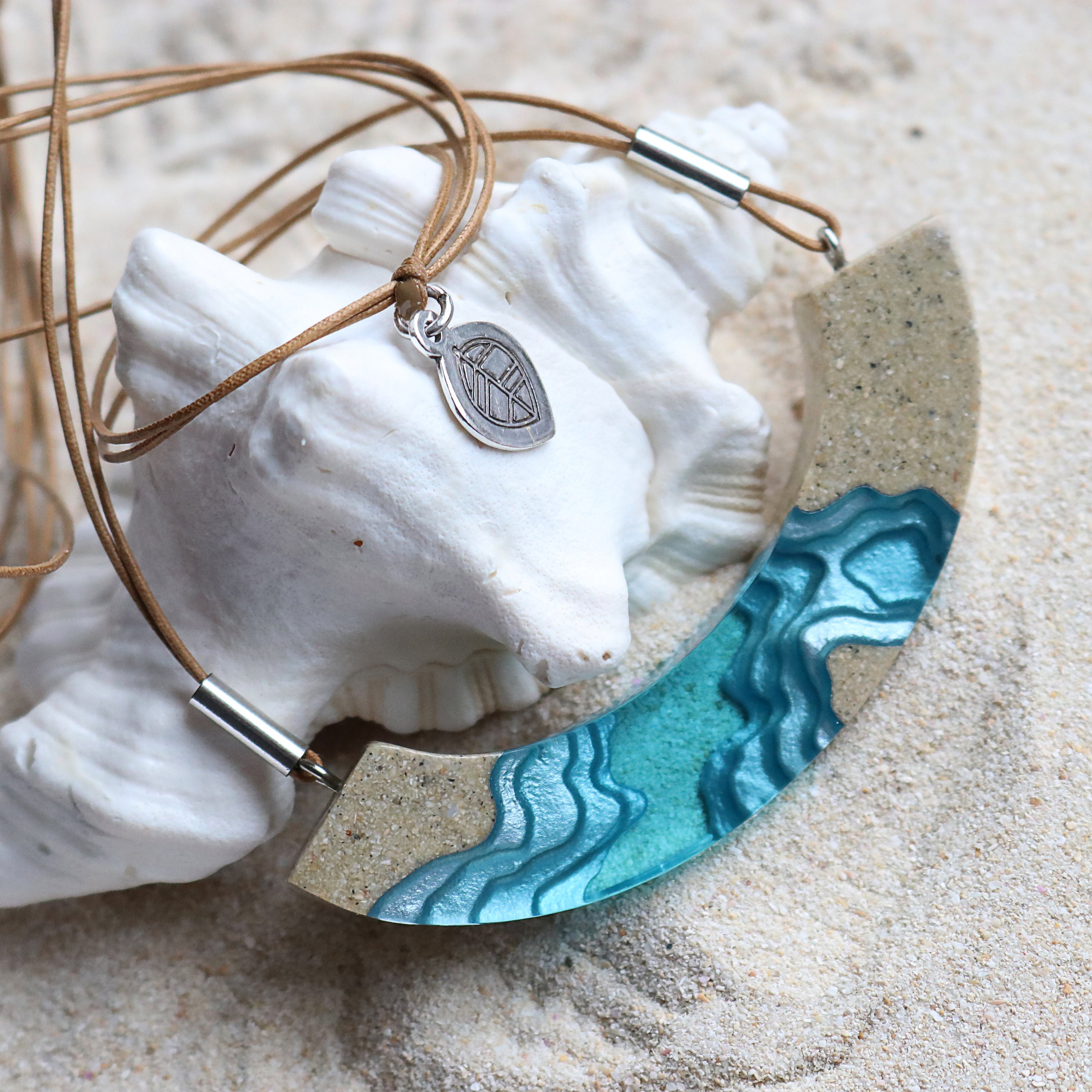 The Lagoon Modern Curved Beach Necklace Handmade From Beach | Etsy ...
