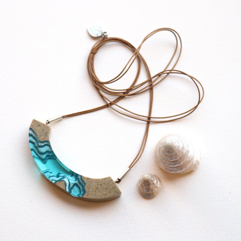 The Lagoon Modern Curved Beach Necklace Handmade From Beach - Etsy