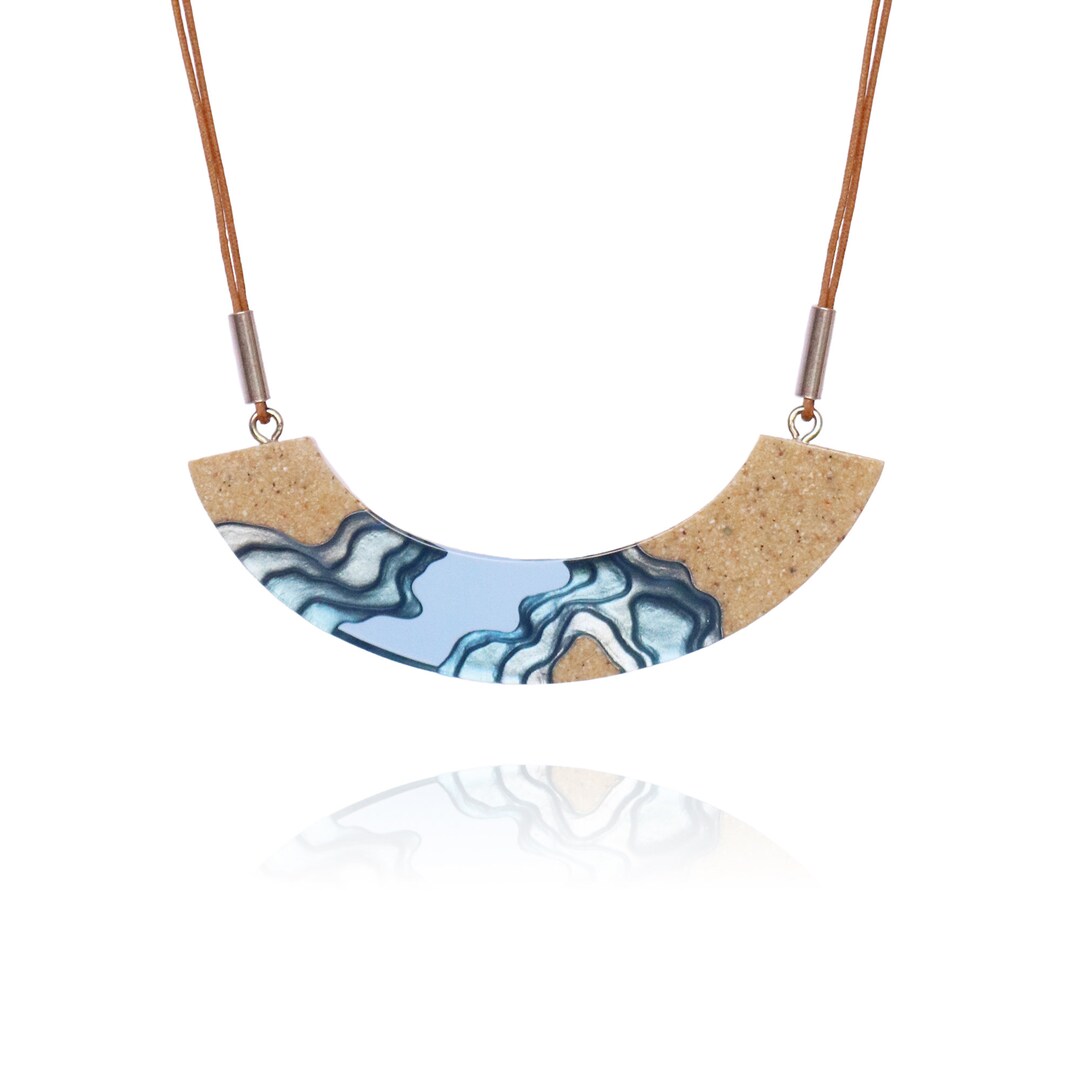 The Lagoon Modern Curved Beach Necklace Handmade From Beach Sand and ...