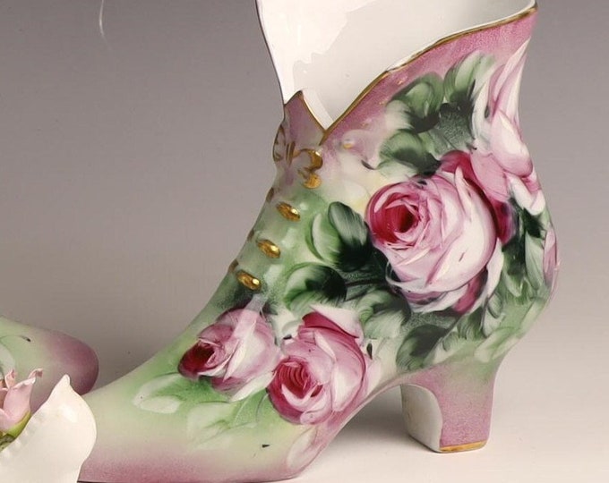 VINTAGE Ceramic SHOE Planter, Roses Old Fashioned, - Etsy