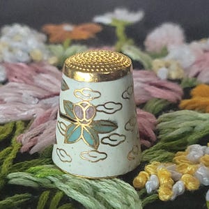 Cloisonne Thimbles PAIR Made of Brass and Gold Leaf Trim, Collectible ...