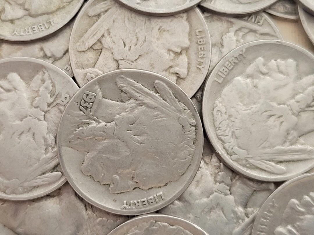 Nine Buffalo Nickels Mixed Date Coins Legible Good to VG Collectible ...