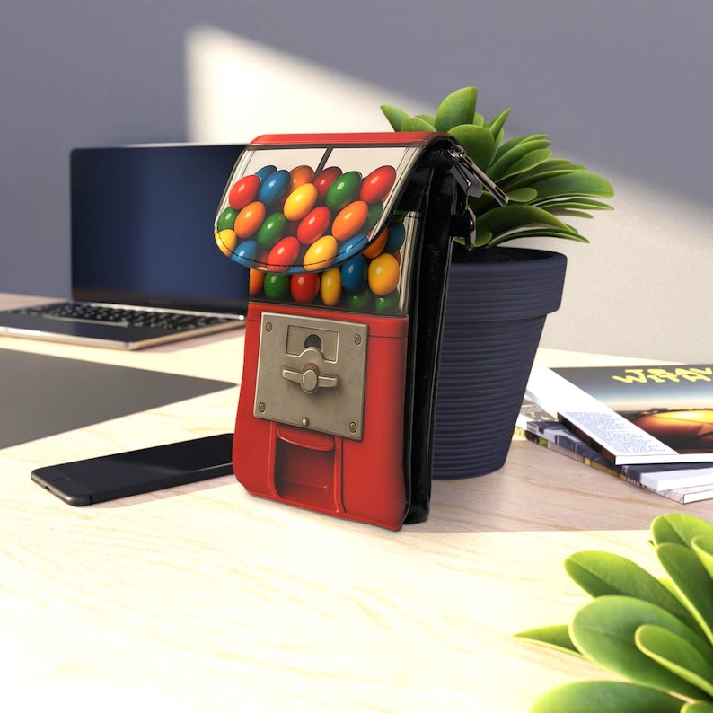 Retro Gumball Machine Crossbody Bag - Red Vegan Leather Novelty Purse ...
