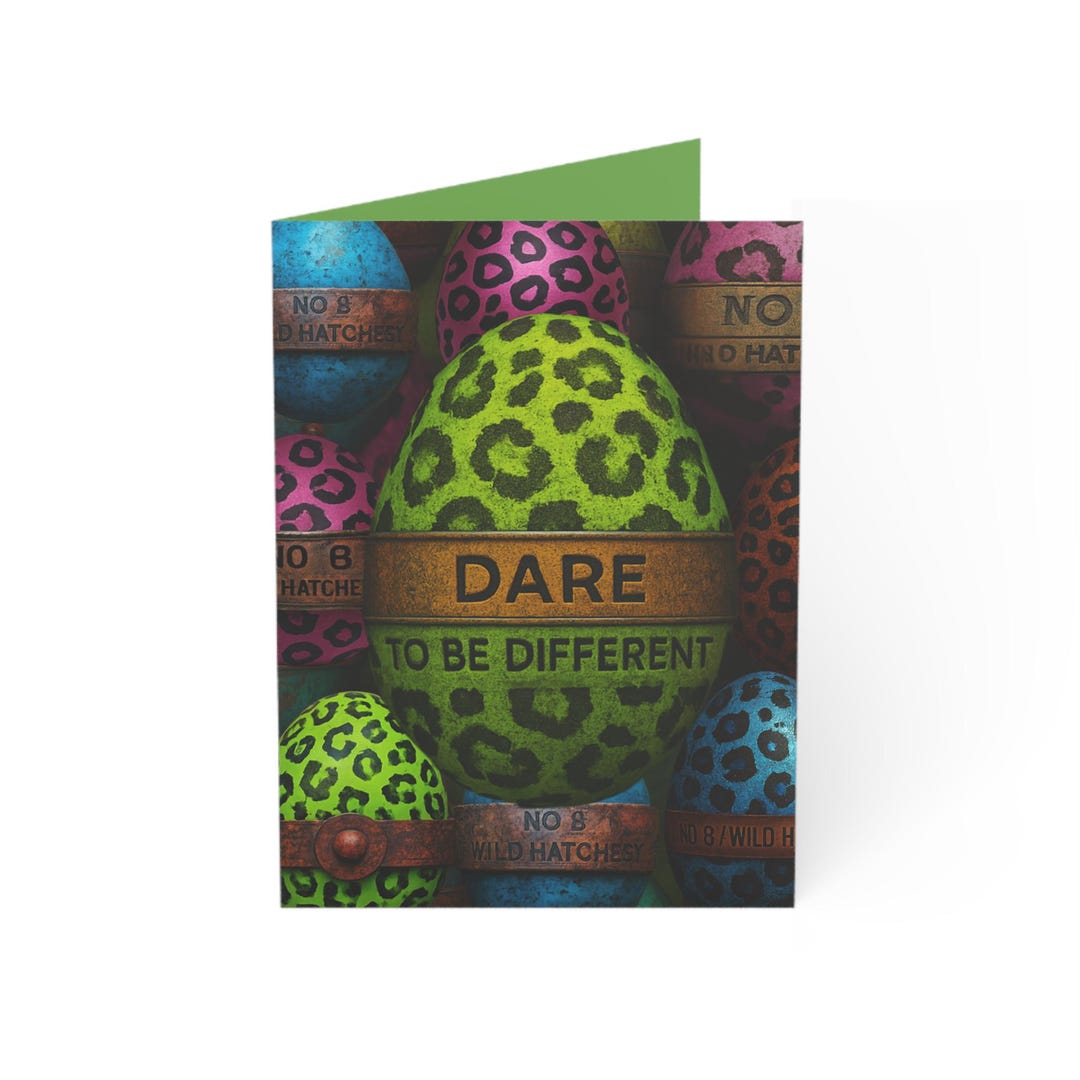 Industrial Egg Pattern Greeting Cards Acid Green Leopard Easter Card ...