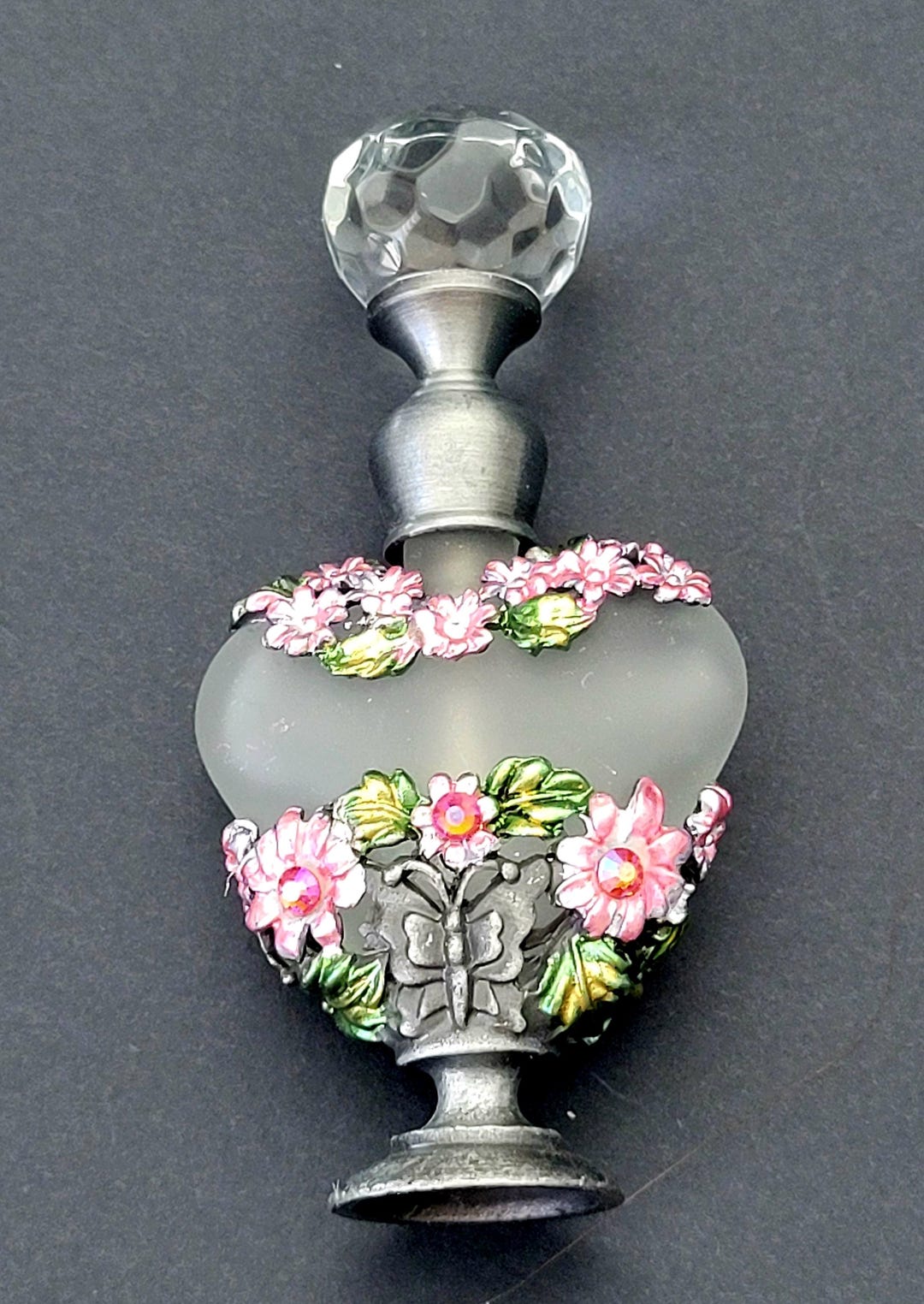 Tiny Perfume Bottle With Dauber, Heart Shape Empty Embellished Scent ...