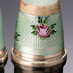 Guilloche Thimble German Silver Collectible Sewing Gift Enamel Petite ...