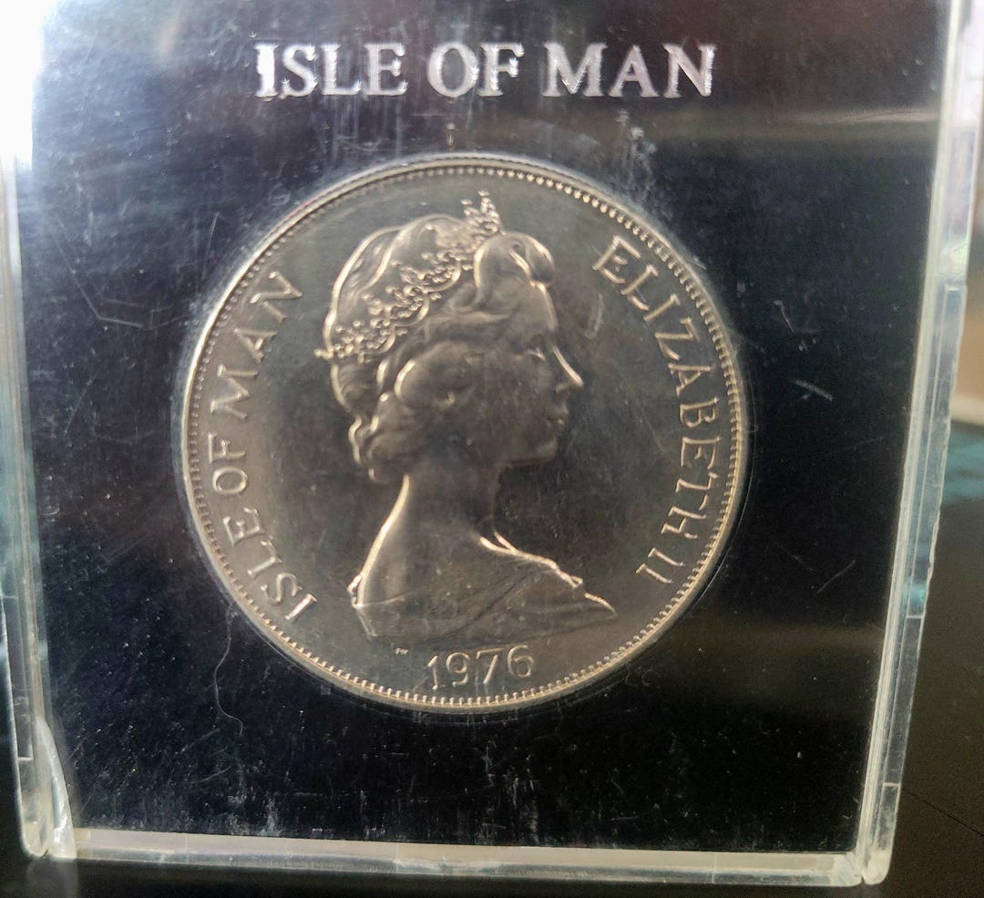ISLE of MAN 1976 Silver .925 Coin 1 CROWN 200th Anniv American ...
