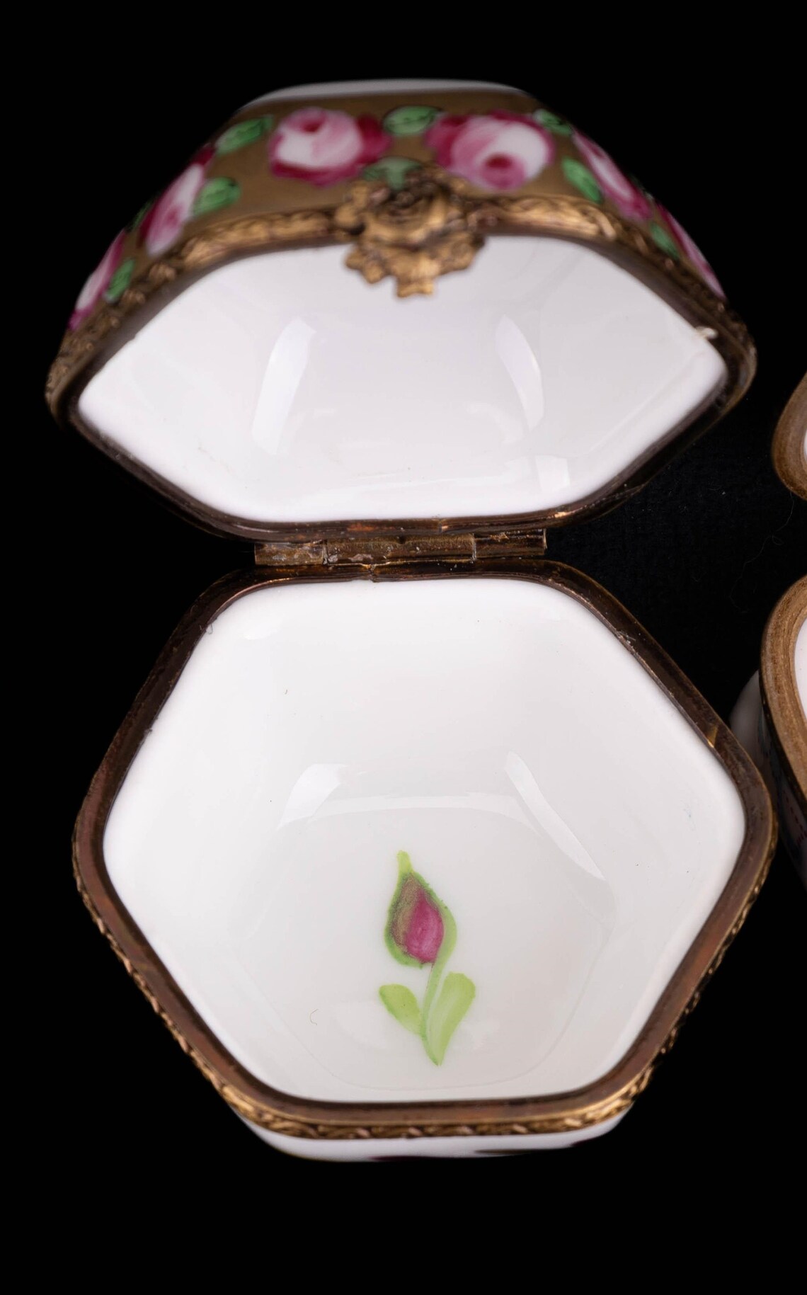 Vintage Limoge Hexagon Shaped French Porcelain Patch Box, Trinket Box ...
