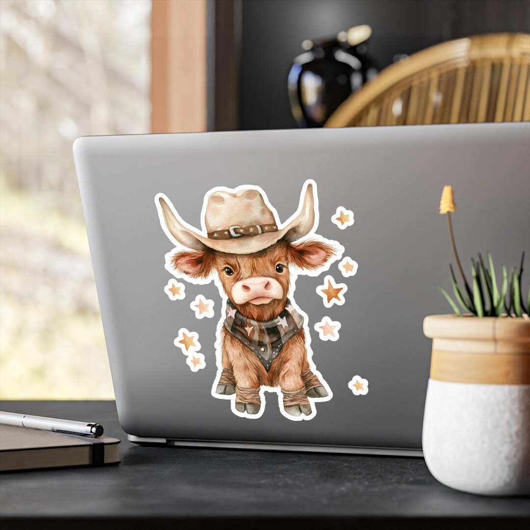 Cute Highland Cow Vinyl Decals, Farmhouse Decor, Kids Room Stickers ...