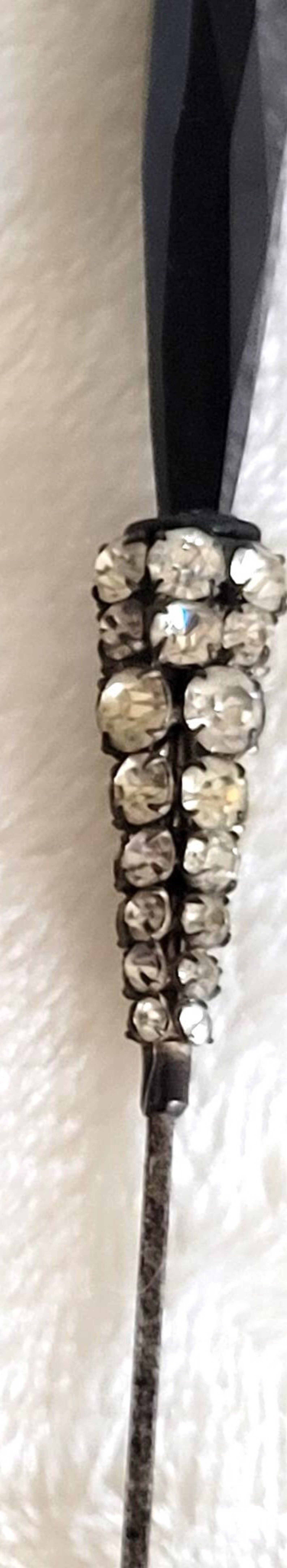 Antique Victorian Hat Pin, Stick Pin, tall Faceted Black Glass BEAD in ...