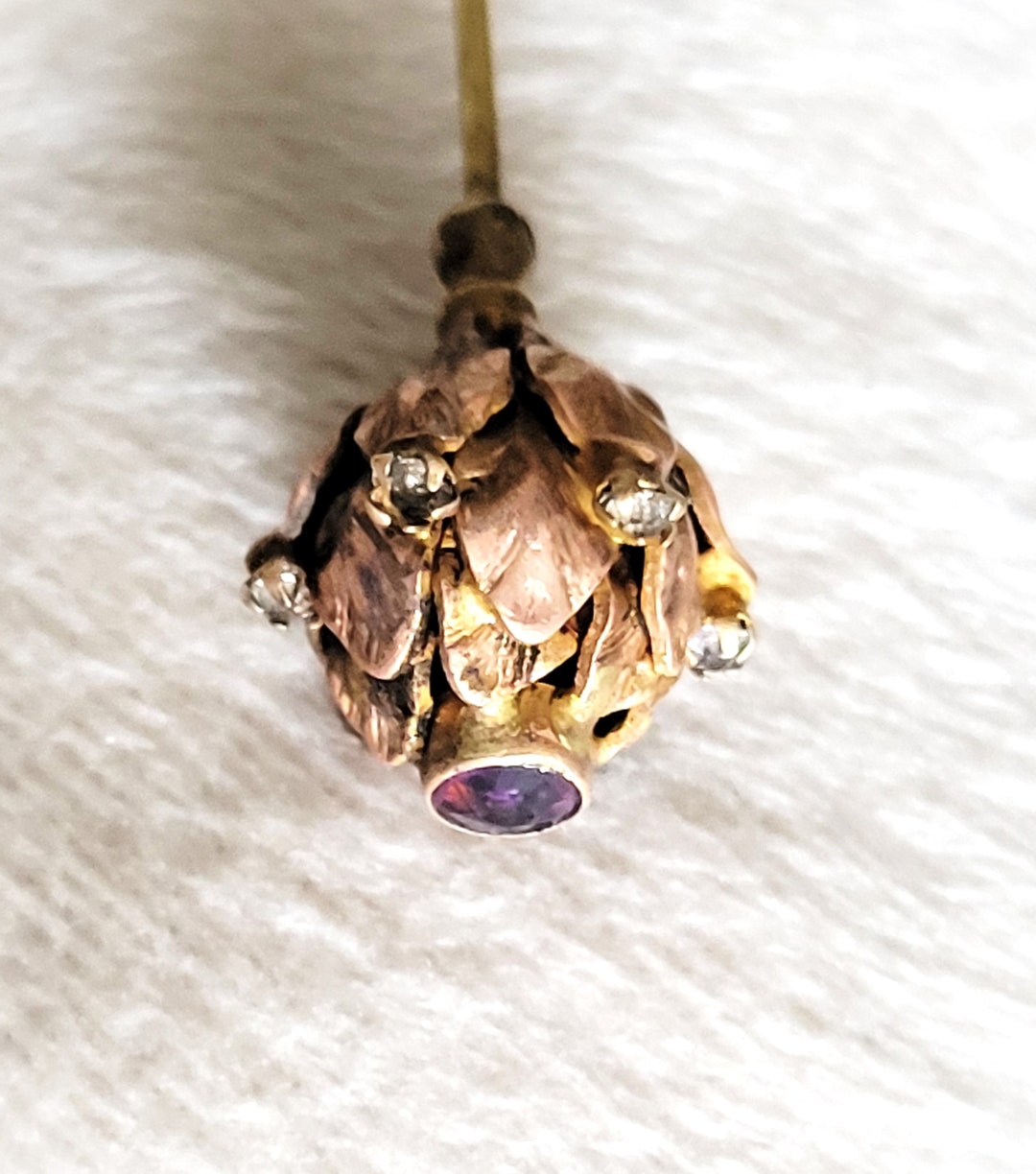 Antique Victorian Hatpin Hat Pin Stick Pin Brass With Brass Vine Motif ...