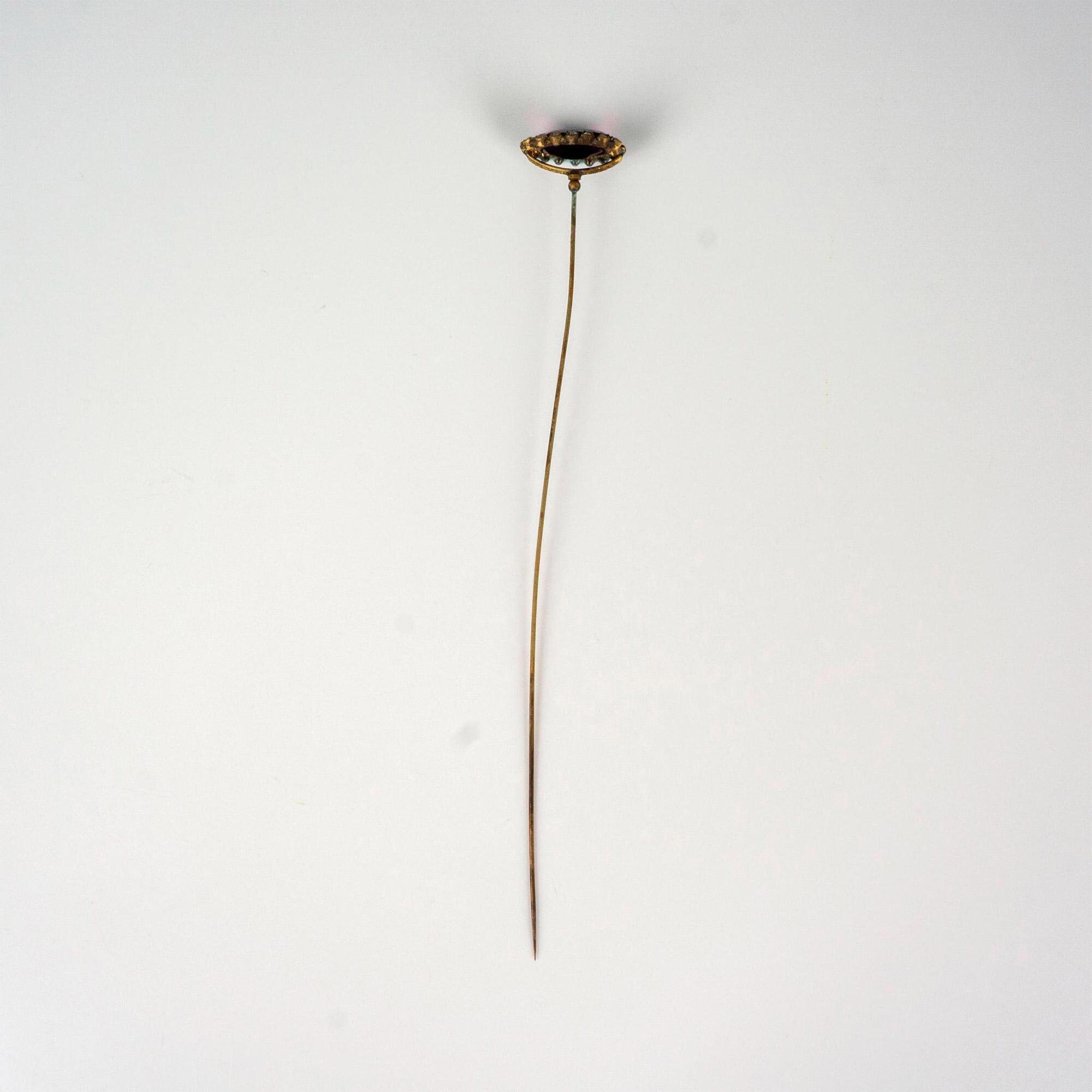 Antique Victorian Hatpin Hat Pin Stick Pin Brass With Large Amethyst ...