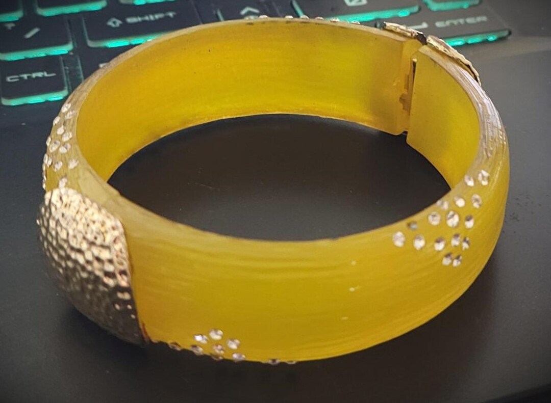 Vintage Lucite Bangle With Rhinestones Designer Jewelry - Etsy