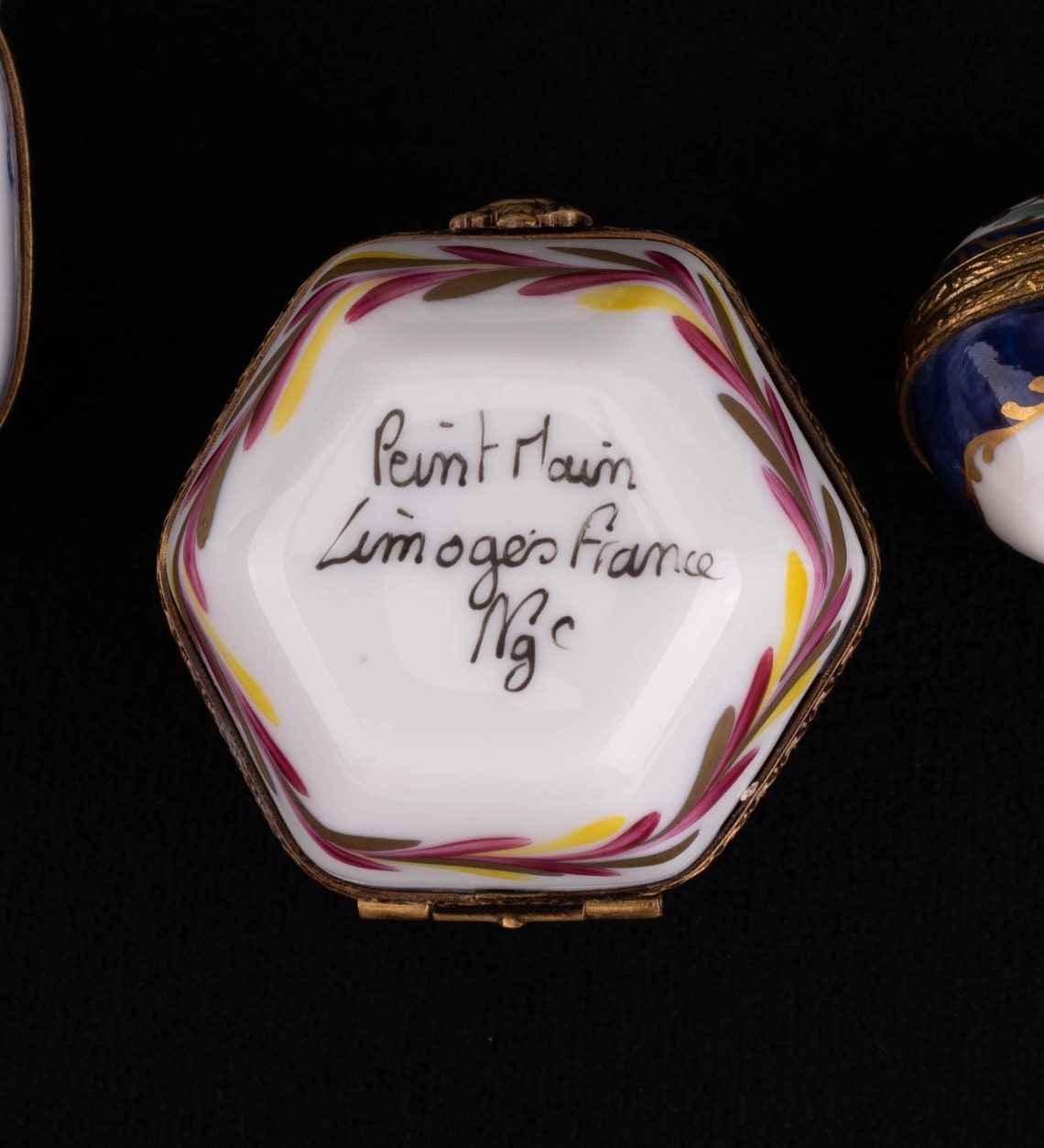 Vintage Limoge Hexagon Shaped French Porcelain Patch Box, Trinket Box ...