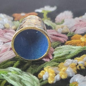 Cloisonne Thimbles PAIR Made of Brass and Gold Leaf Trim, Collectible ...