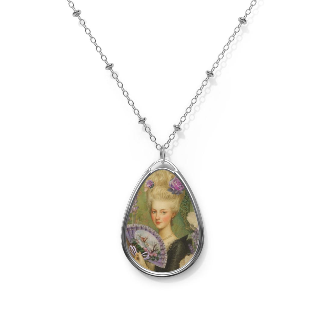 Rococo Lady Portrait Oval Necklace | Vintage French 18th Century Style ...