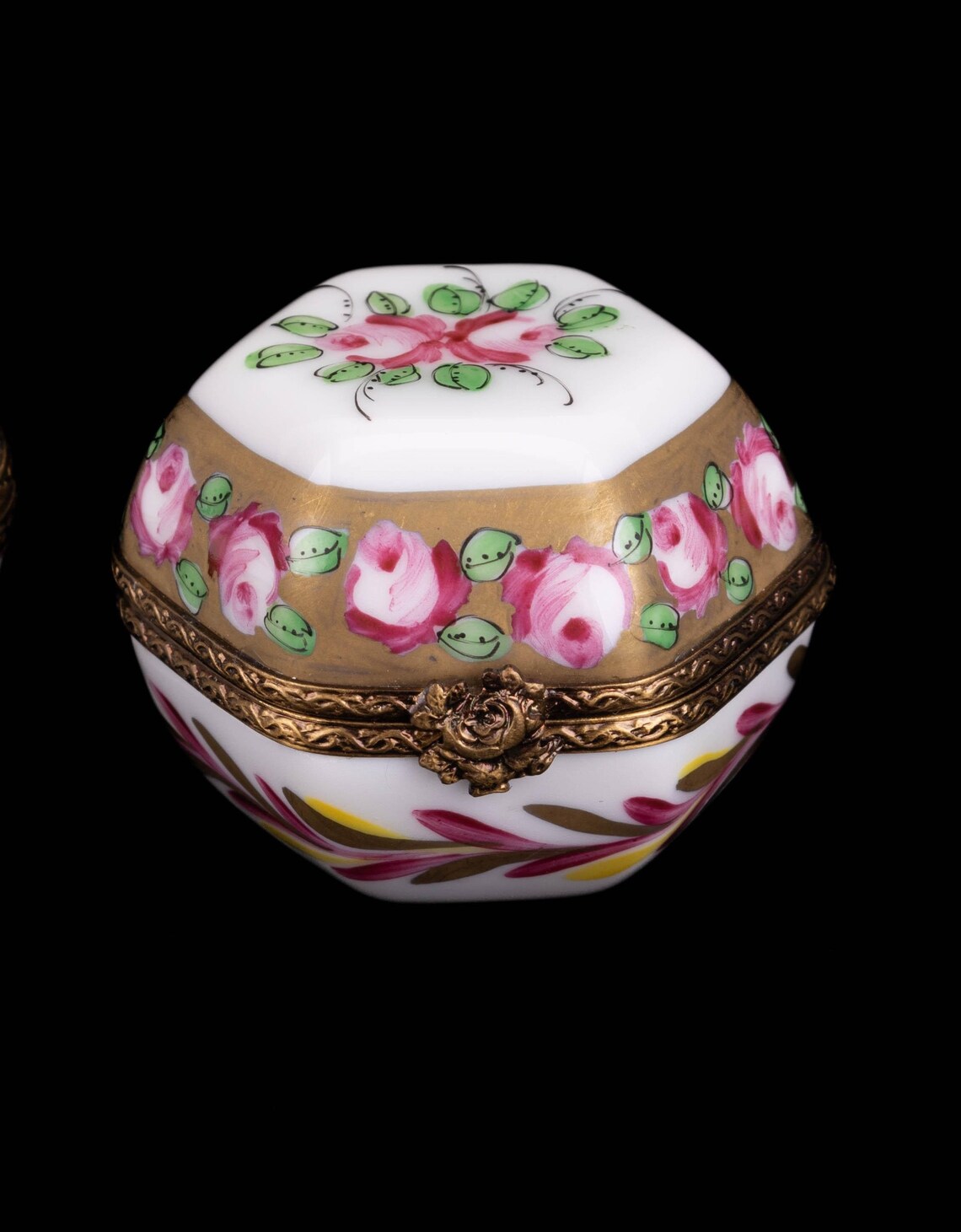 Vintage Limoge Hexagon Shaped French Porcelain Patch Box, Trinket Box ...