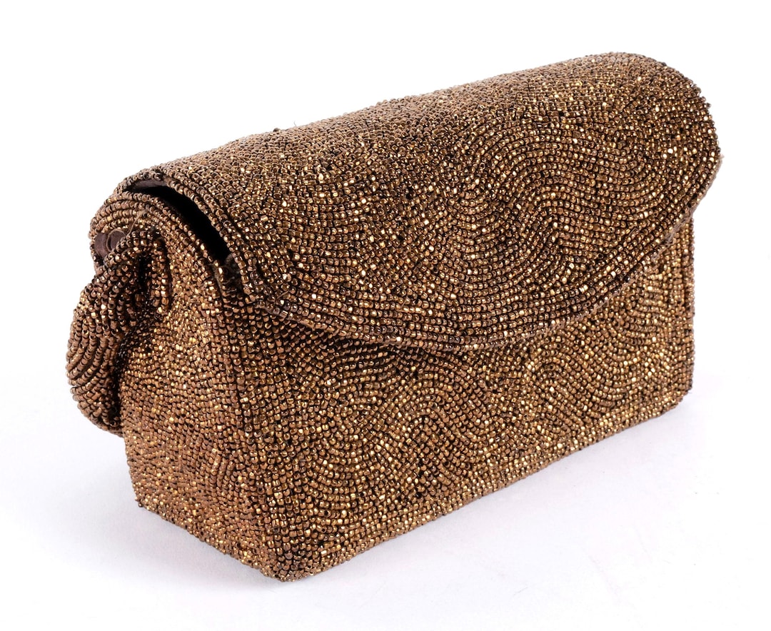 Vintage Josef Bronze Copper Beaded PURSE Handbag Made in Belgium - Etsy