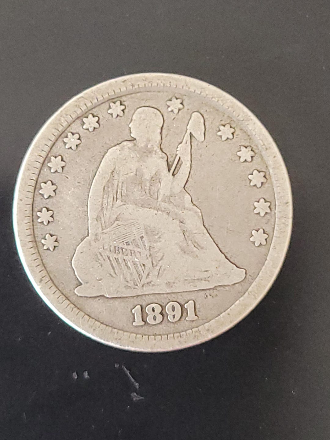 1891 Seated Liberty Quarter , Silver Coin - Etsy