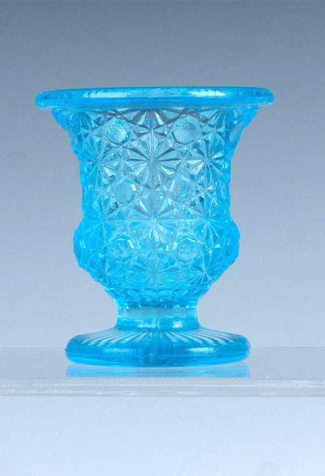 Vintage Glass Toothpick Holder Blue Daisy Pedestal - Etsy