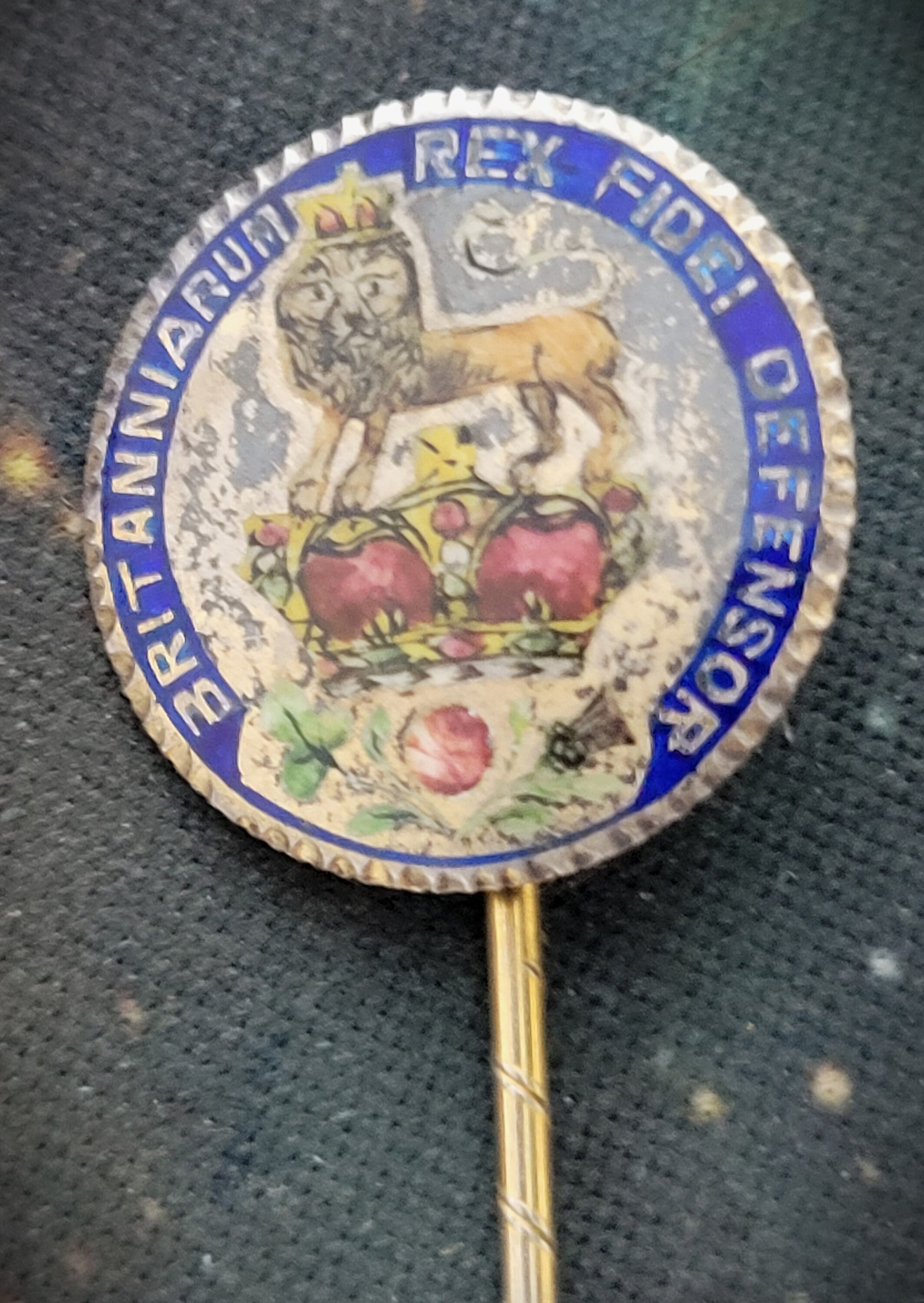 Antique British Great Seal Enamel Stick Pin Britanniarum Rex Fidei ...