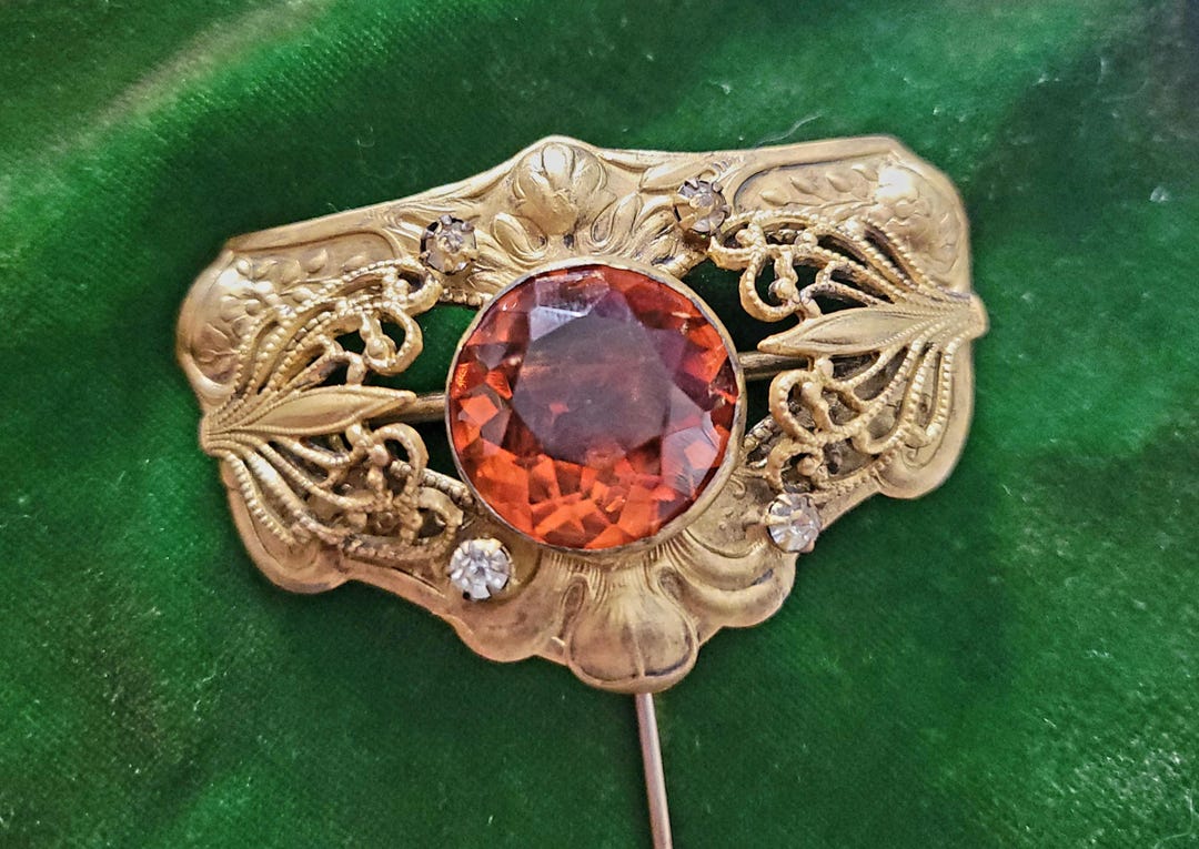 Hatpin Hat Pin Stick Pin Brass With Large Amethyst Oval Stone - Etsy