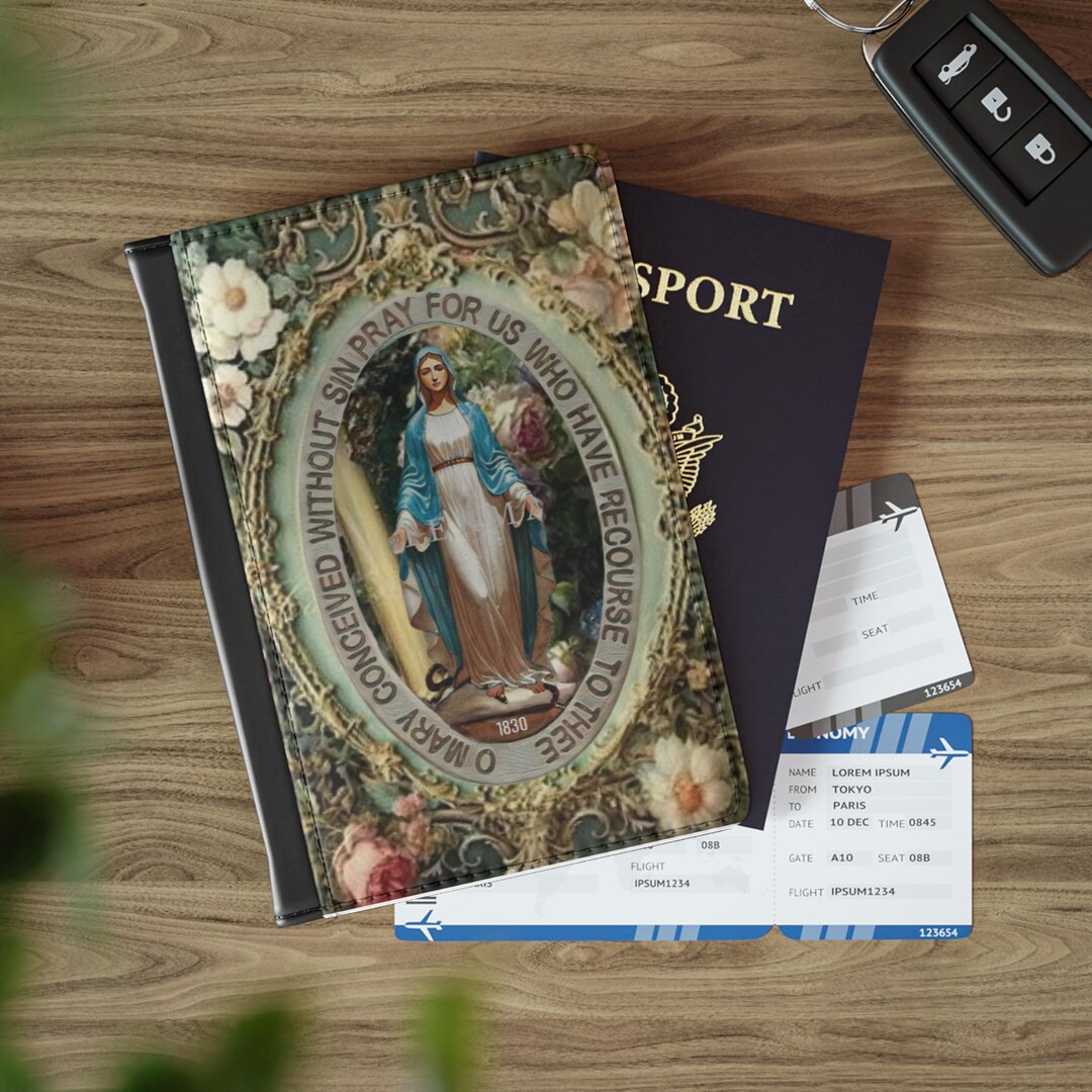 Religious Madonna Passport Cover, Pilgrimage Travel Holder, Catholic ID ...