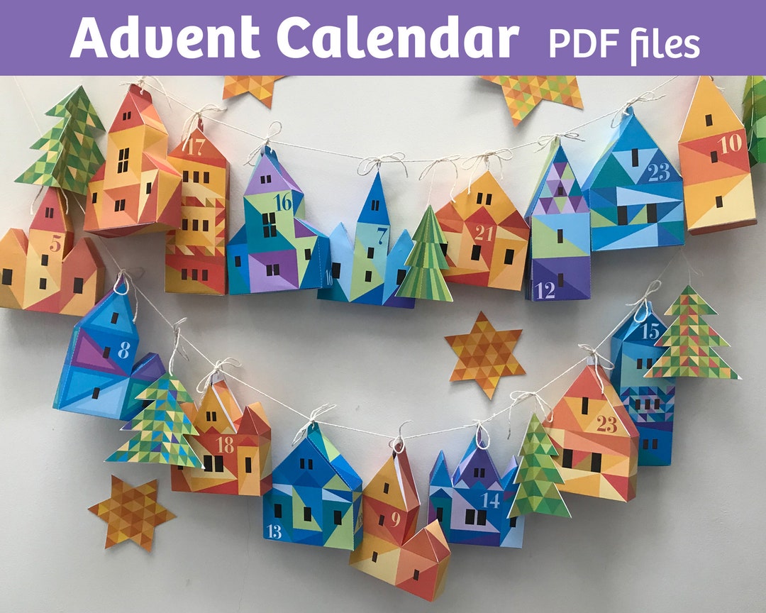 Advent Calendar, Advent Houses, Paper Craft Kit, PDF, SVG Files ...