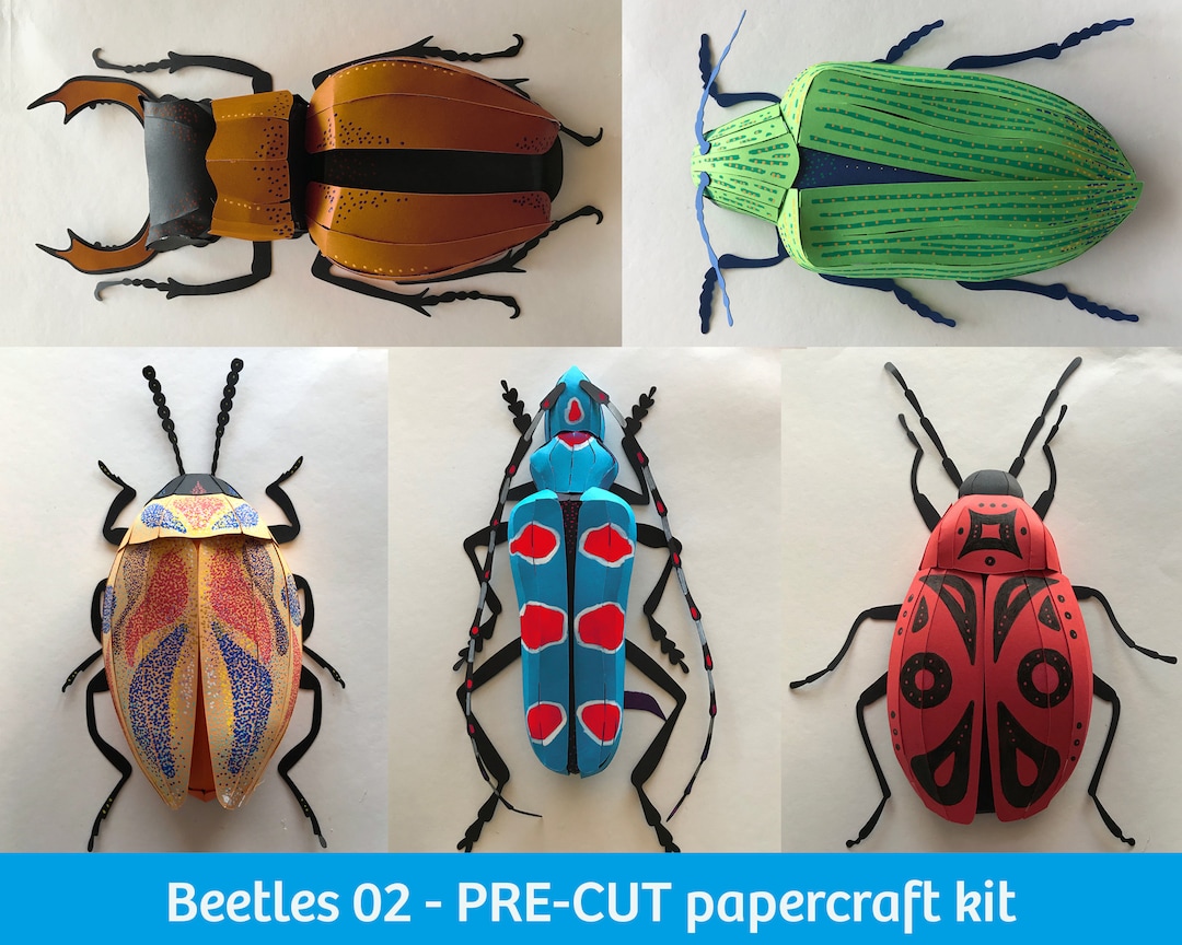Paper Beetles 02 PRE-CUT Version, Papercraft Activity Kit, DIY Wall ...