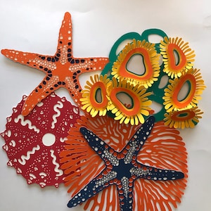 Fishes, Corals, Sea Life Hanging Decor Paper Craft Kit, SVG File for ...