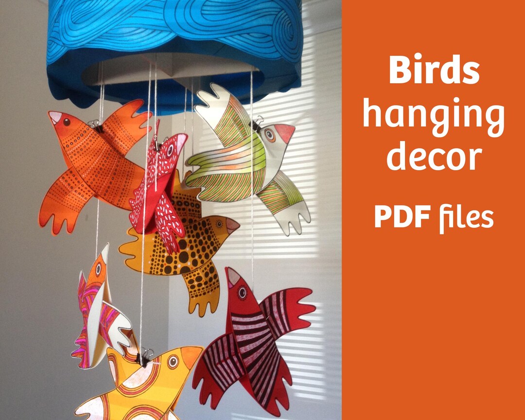Birds Hanging Mobile, Printable PDF, DIY Papercraft, Kids' Room Decor ...