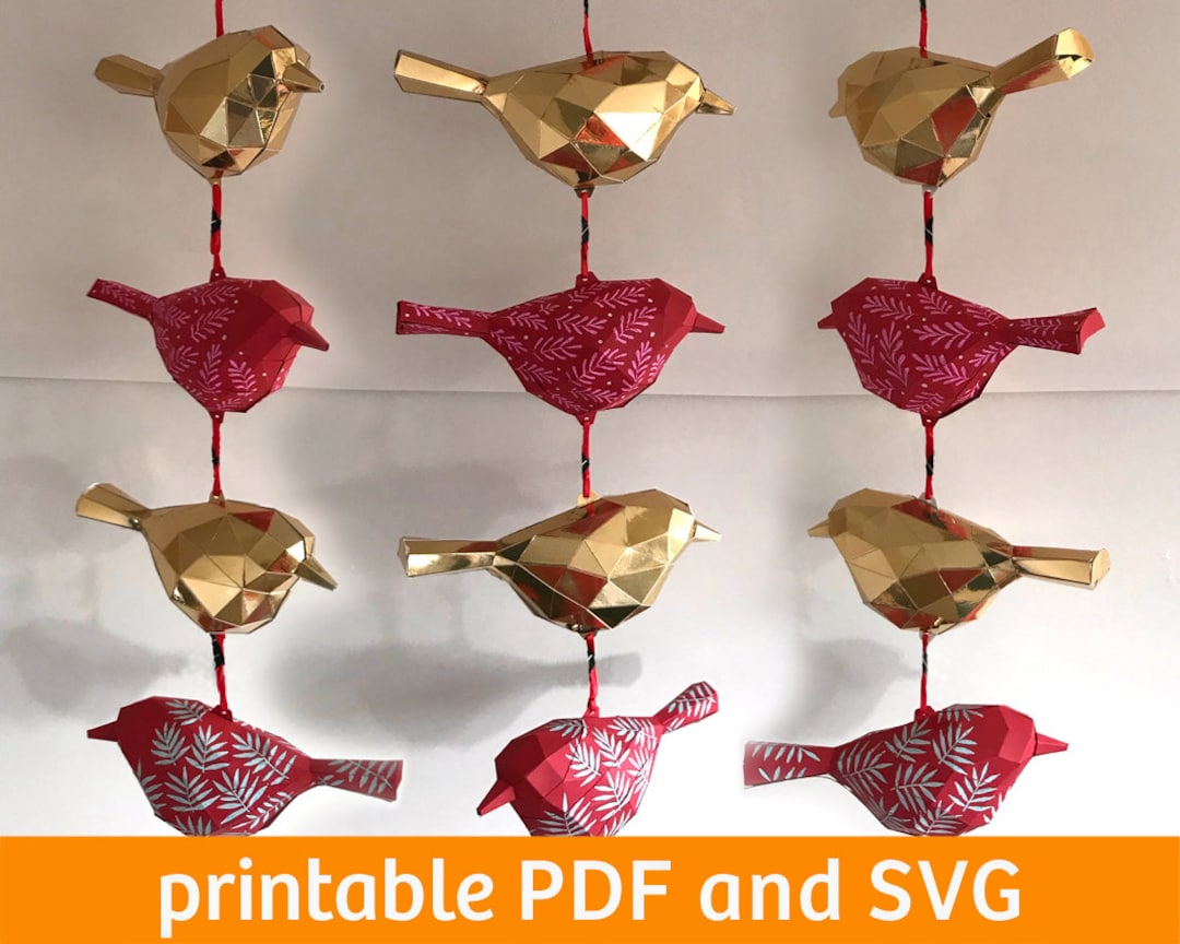 Robins 3D Paper Bird, SVG Files for Cricut, PDF Files, Vector Digital ...