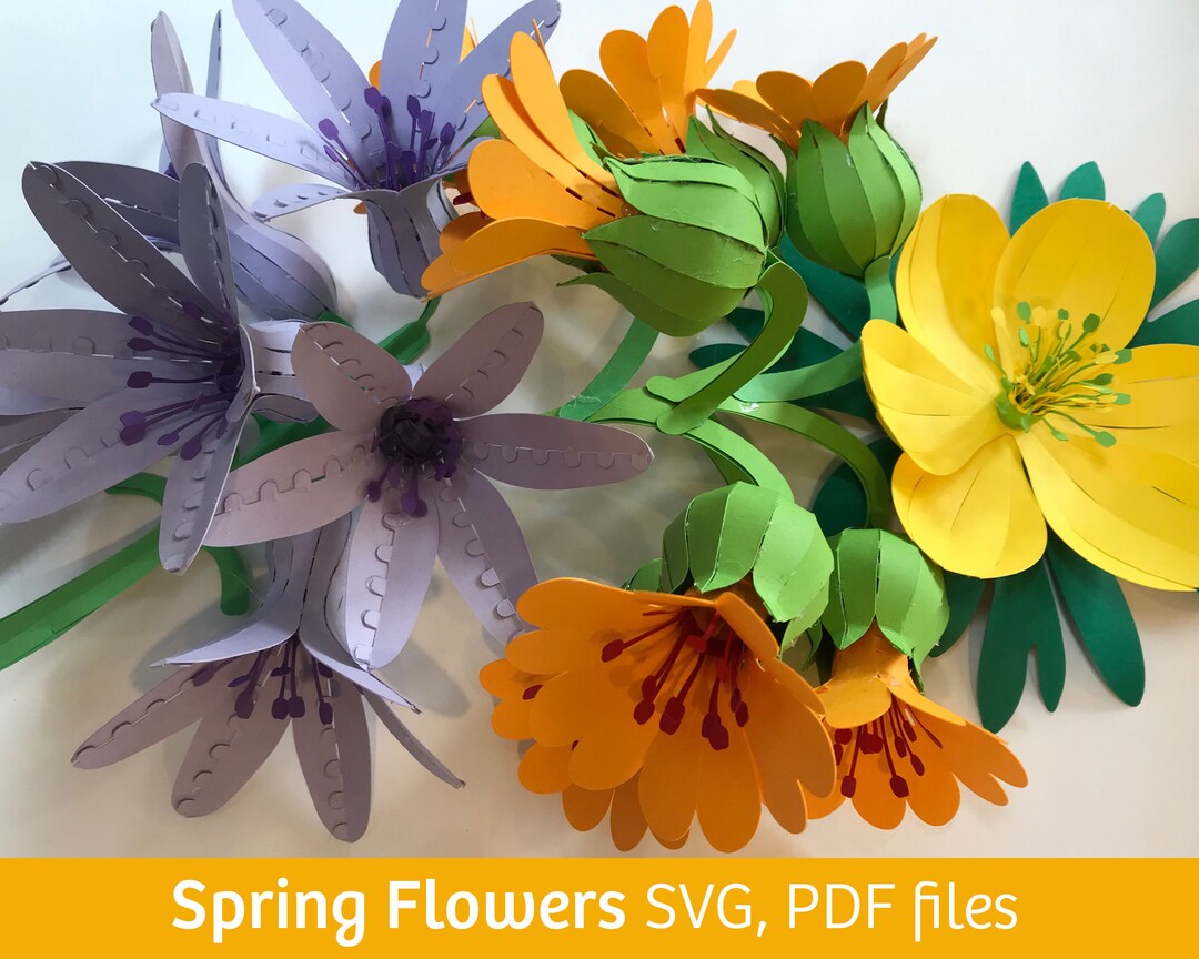 Spring Flowers Paper Craft Project, SVG Files for Cricut, Vector ...
