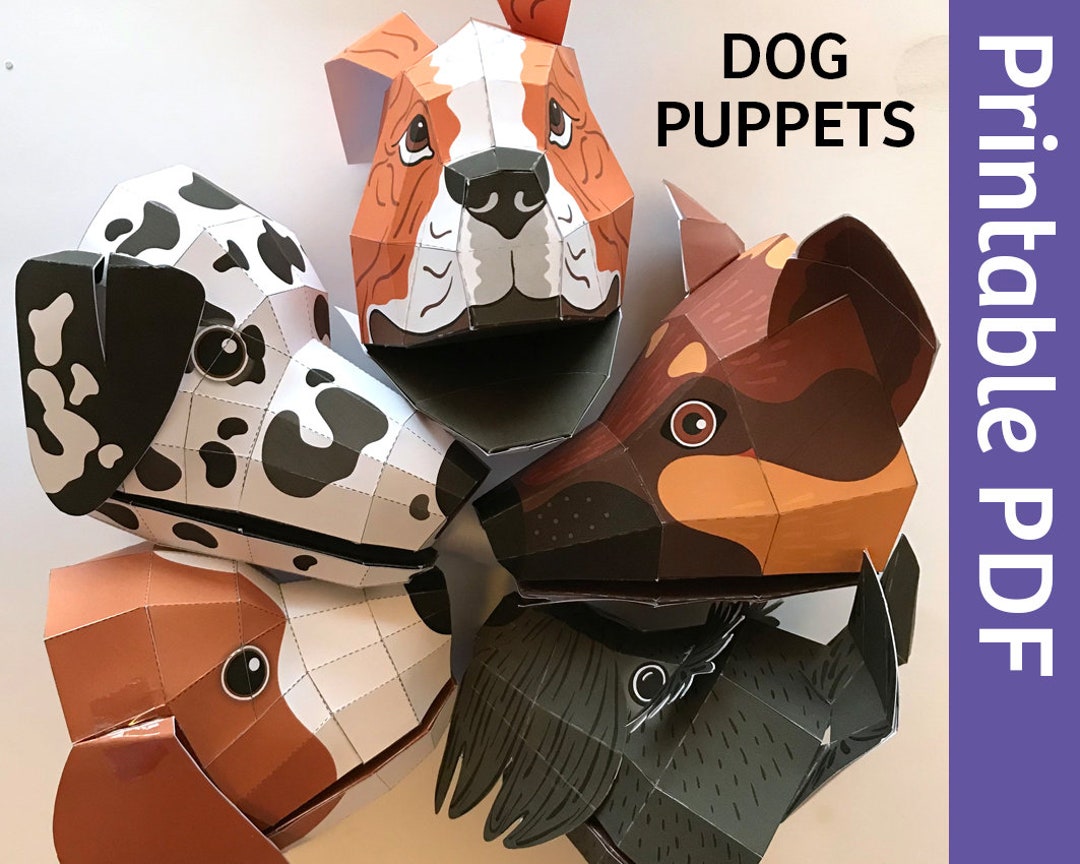 Dog Puppets, Paper Craft Kit (german Shepherd, Dalmatian, Beagle ...