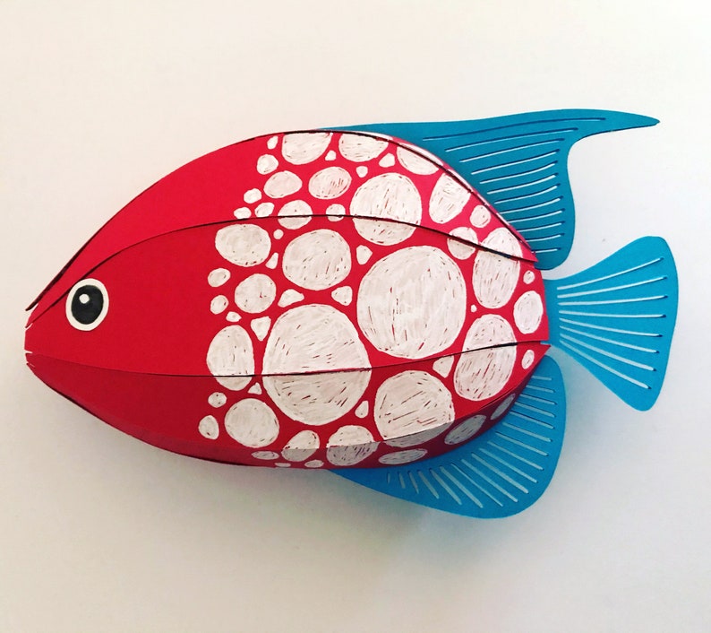 Fishes, Corals, Sea Life Hanging Decor, Papercraft Activity Kit, 3D Low ...