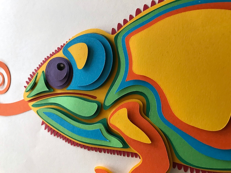 Chameleon Layered Paper Cutting Art, Wall Decor, SVG Files for Cricut ...