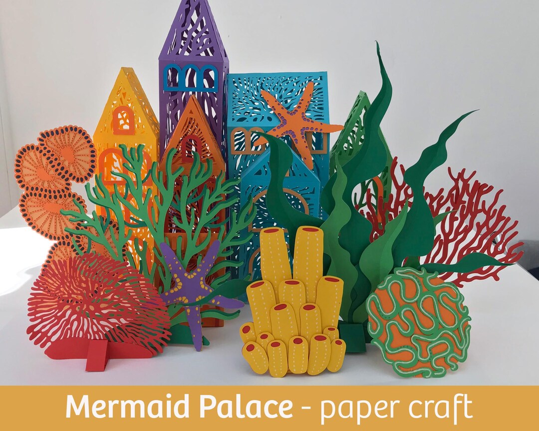 3D Mermaid Palace Papercraft: Kids Room Decor, SVG and PDF Files ...