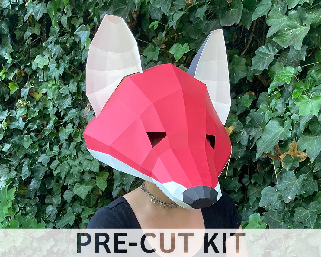 Fox 3D Pre-cut Paper Mask DIY Papercraft Kit | Etsy