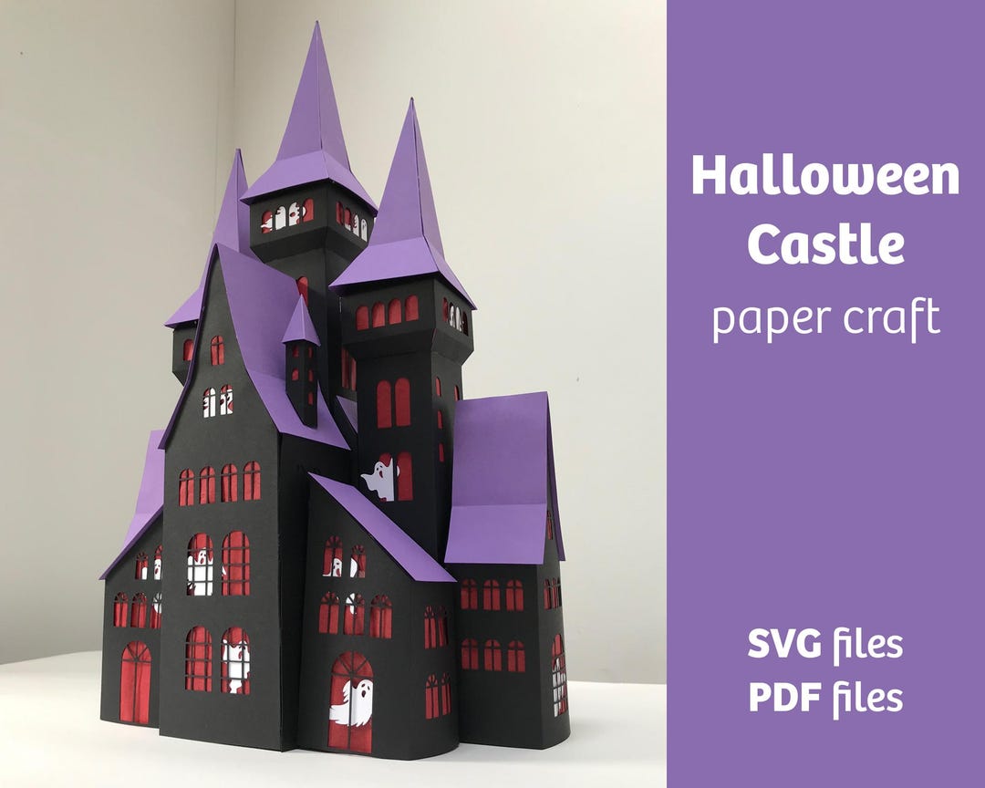 Halloween Castle, 3D Paper Craft Objects, Party Decor, SVG and PDF ...