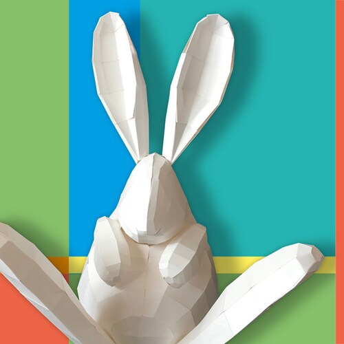 Bunny Papercraft 3D DIY Low Poly Easter Rabbit Decor - Etsy